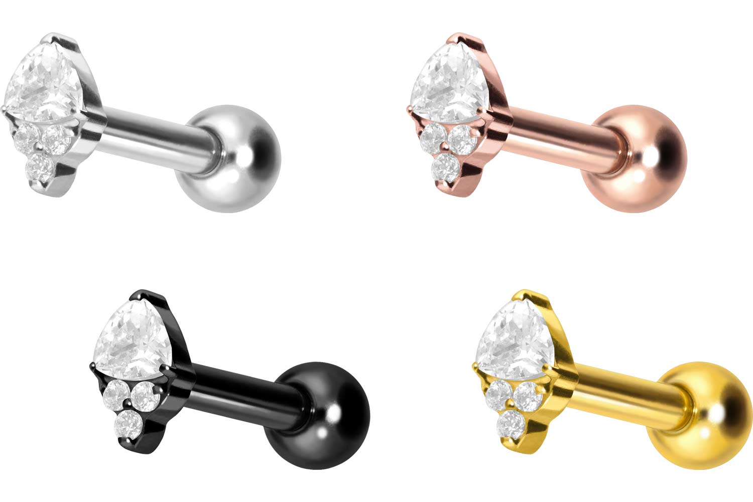 Titanium ear piercing with internal thread SETTED CRYSTALS | PIERCINGLINE